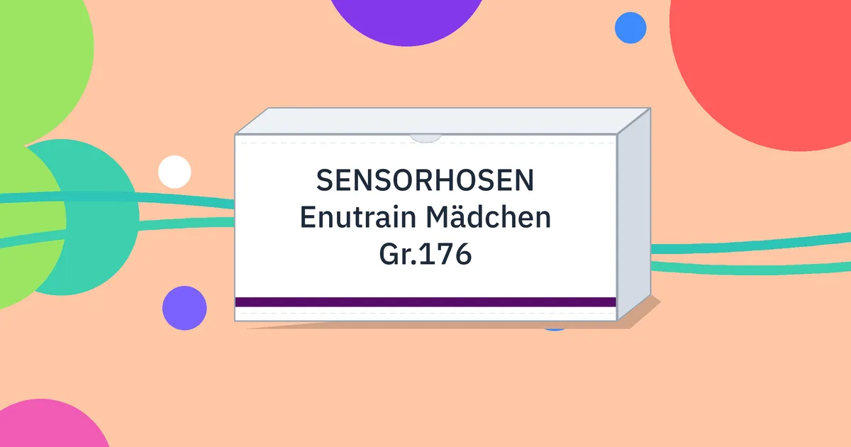 Symbolbild: Packung mit der Aufschrift SENSORHOSEN Enutrain Mädchen Gr.176 (PZN 04477489) – Verfügbarkeit und Bezug in Apotheken in Frankfurt am Main