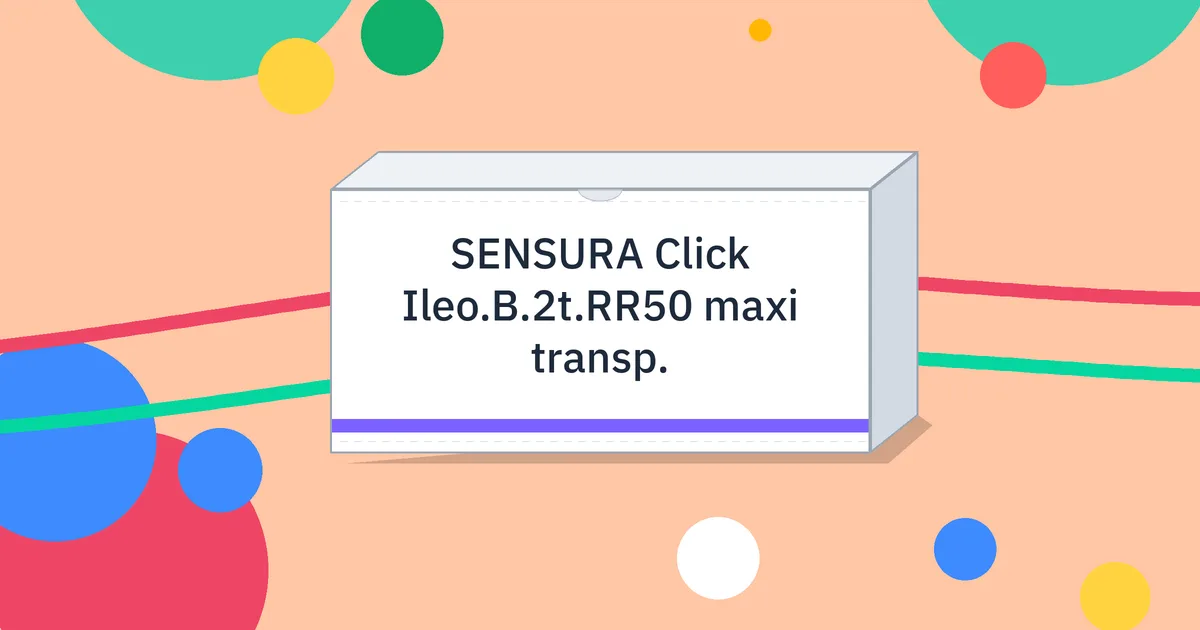 Symbolbild: Packung mit der Aufschrift SENSURA Click Ileo.B.2t.RR50 maxi transp. (PZN 03109016) – Verfügbarkeit und Bezug in Apotheken in Frankfurt am Main