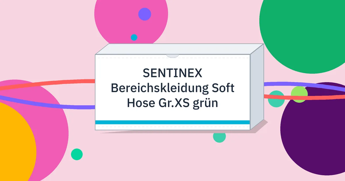 Symbolbild: Packung mit der Aufschrift SENTINEX Bereichskleidung Soft Hose Gr.XS grün (PZN 09737707) – Verfügbarkeit und Bezug in Apotheken in Frankfurt am Main
