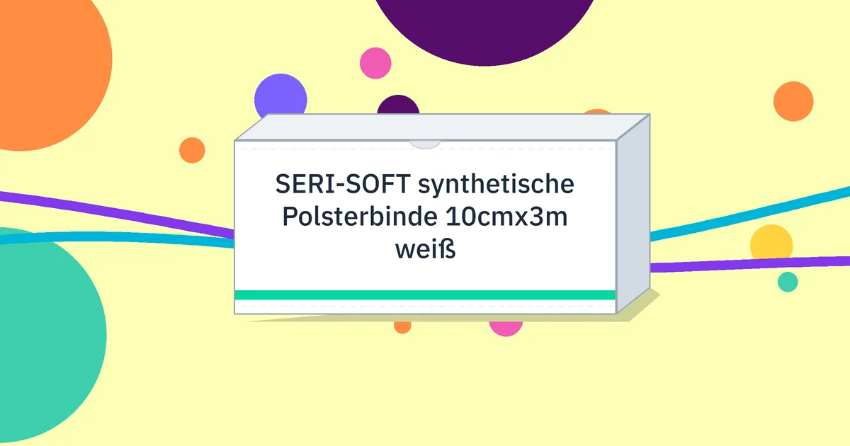Symbolbild: Packung mit der Aufschrift SERI-SOFT synthetische Polsterbinde 10cmx3m weiß (PZN 19837172) – Verfügbarkeit und Bezug in Apotheken in Frankfurt am Main