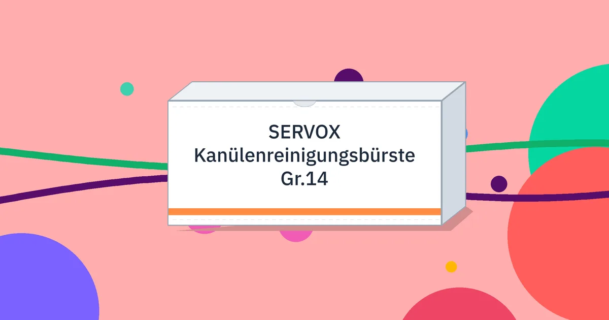 Symbolbild: Packung mit der Aufschrift SERVOX Kanülenreinigungsbürste Gr.14 (PZN 15591308) – Verfügbarkeit und Bezug in Apotheken in Frankfurt am Main