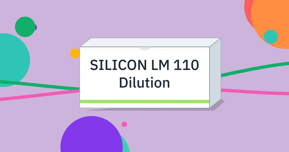 Symbolbild: Packung mit der Aufschrift SILICON LM 110 Dilution (PZN 13678732) – Verfügbarkeit und Bezug in Apotheken in Frankfurt am Main