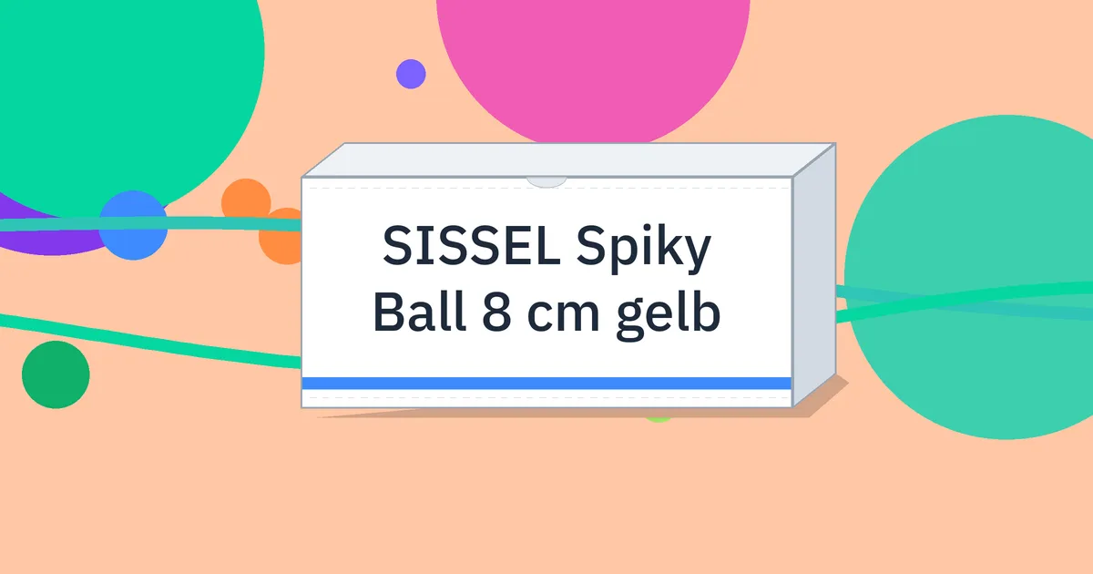 Symbolbild: Packung mit der Aufschrift SISSEL Spiky Ball 8 cm gelb (PZN 01051436) – Verfügbarkeit und Bezug in Apotheken in Frankfurt am Main