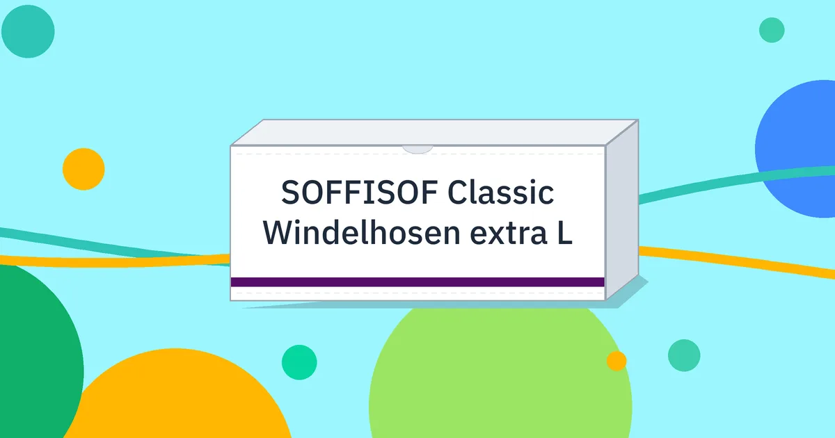 Symbolbild: Packung mit der Aufschrift SOFFISOF Classic Windelhosen extra L (PZN 12566652) – Verfügbarkeit und Bezug in Apotheken in Frankfurt am Main