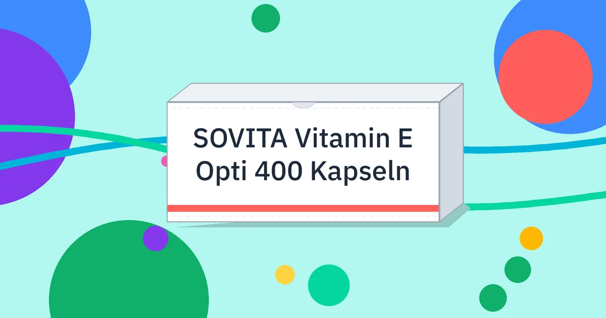 Symbolbild: Packung mit der Aufschrift SOVITA Vitamin E Opti 400 Kapseln (PZN 20087658) – Verfügbarkeit und Bezug in Apotheken in Frankfurt am Main