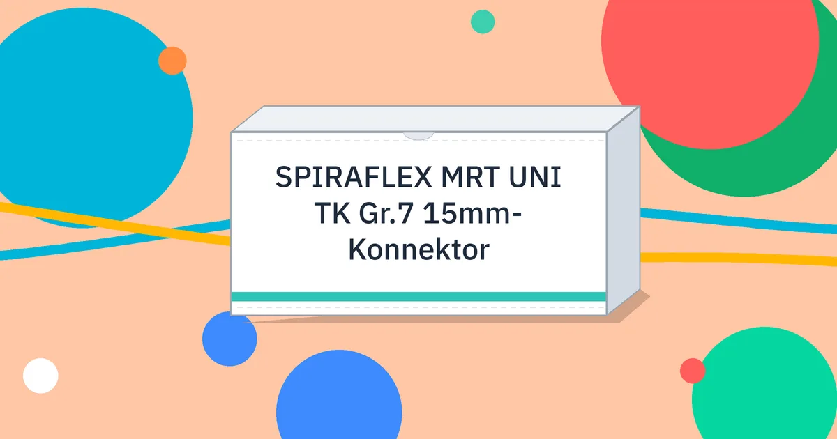 Symbolbild: Packung mit der Aufschrift SPIRAFLEX MRT UNI TK Gr.7 15mm-Konnektor (PZN 12410849) – Verfügbarkeit und Bezug in Apotheken in Frankfurt am Main