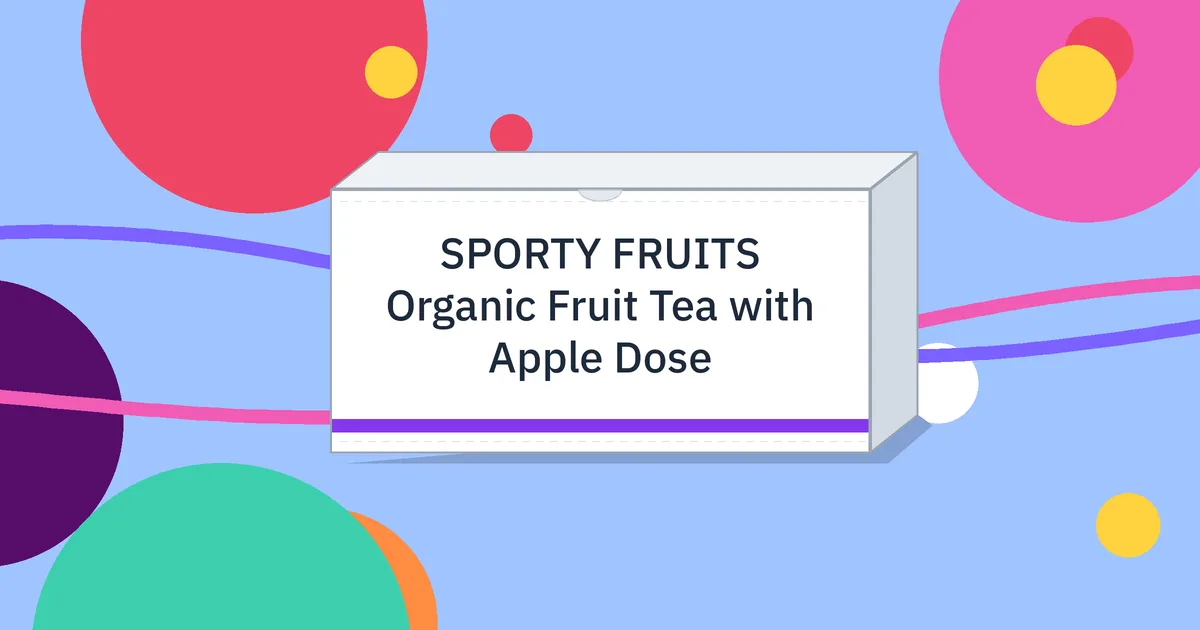 Symbolbild: Packung mit der Aufschrift SPORTY FRUITS Organic Fruit Tea with Apple Dose (PZN 13567435) – Verfügbarkeit und Bezug in Apotheken in Frankfurt am Main