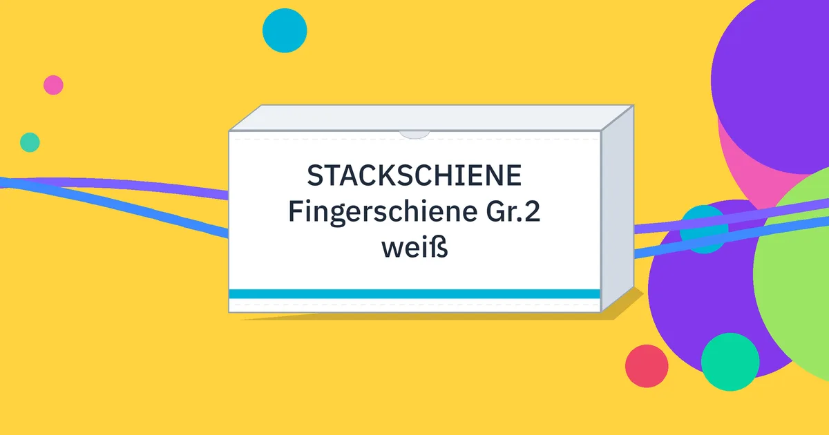 Symbolbild: Packung mit der Aufschrift STACKSCHIENE Fingerschiene Gr.2 weiß (PZN 12775982) – Verfügbarkeit und Bezug in Apotheken in Frankfurt am Main