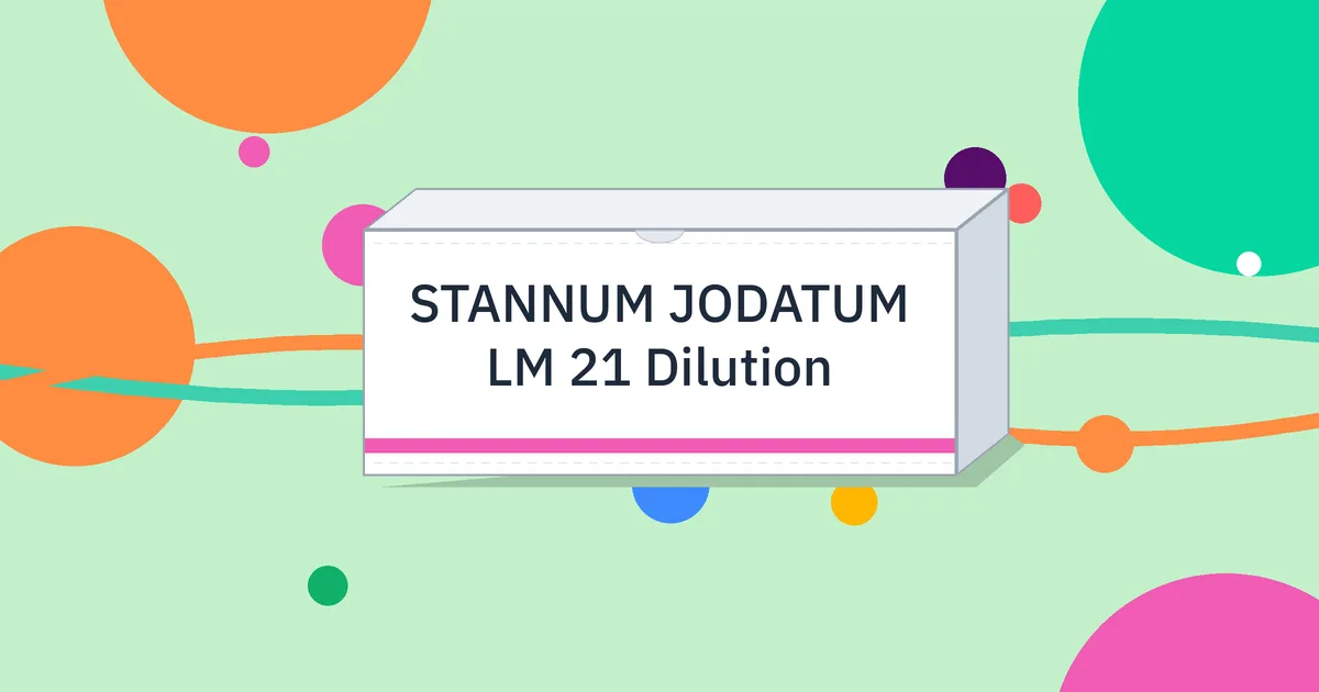 Symbolbild: Packung mit der Aufschrift STANNUM JODATUM LM 21 Dilution (PZN 13198854) – Verfügbarkeit und Bezug in Apotheken in Frankfurt am Main