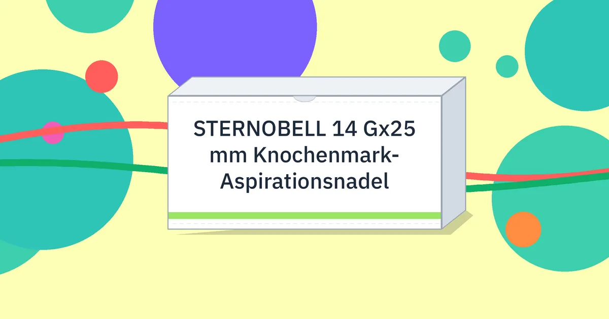 Symbolbild: Packung mit der Aufschrift STERNOBELL 14 Gx25 mm Knochenmark-Aspirationsnadel (PZN 19529743) – Verfügbarkeit und Bezug in Apotheken in Frankfurt am Main