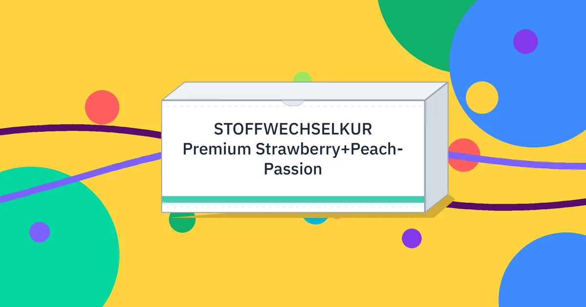 Symbolbild: Packung mit der Aufschrift STOFFWECHSELKUR Premium Strawberry+Peach-Passion (PZN 14044455) – Verfügbarkeit und Bezug in Apotheken in Frankfurt am Main
