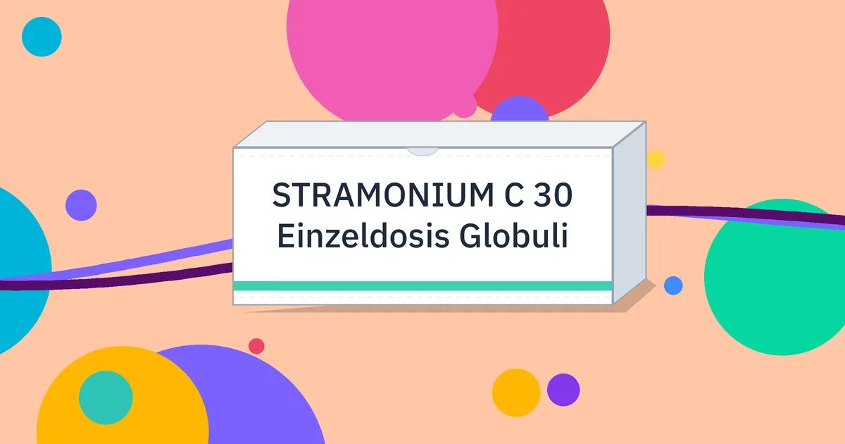 Symbolbild: Packung mit der Aufschrift STRAMONIUM C 30 Einzeldosis Globuli (PZN 01543487) – Verfügbarkeit und Bezug in Apotheken in Frankfurt am Main