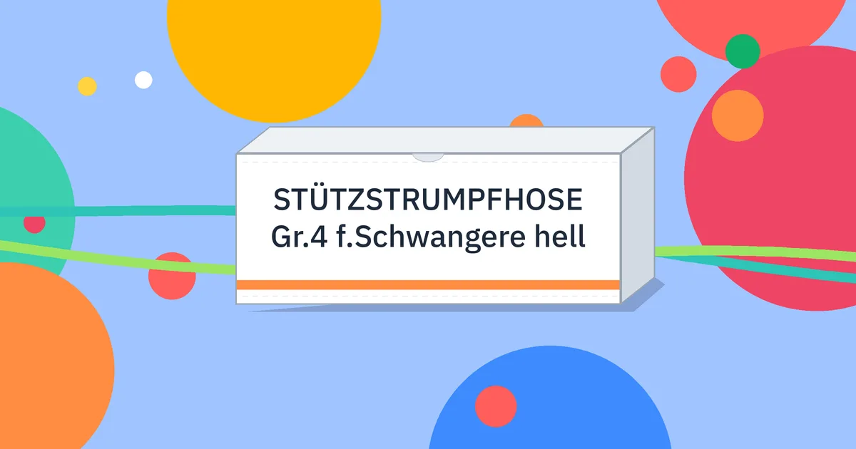 Symbolbild: Packung mit der Aufschrift STÜTZSTRUMPFHOSE Gr.4 f.Schwangere hell (PZN 01978529) – Verfügbarkeit und Bezug in Apotheken in Frankfurt am Main