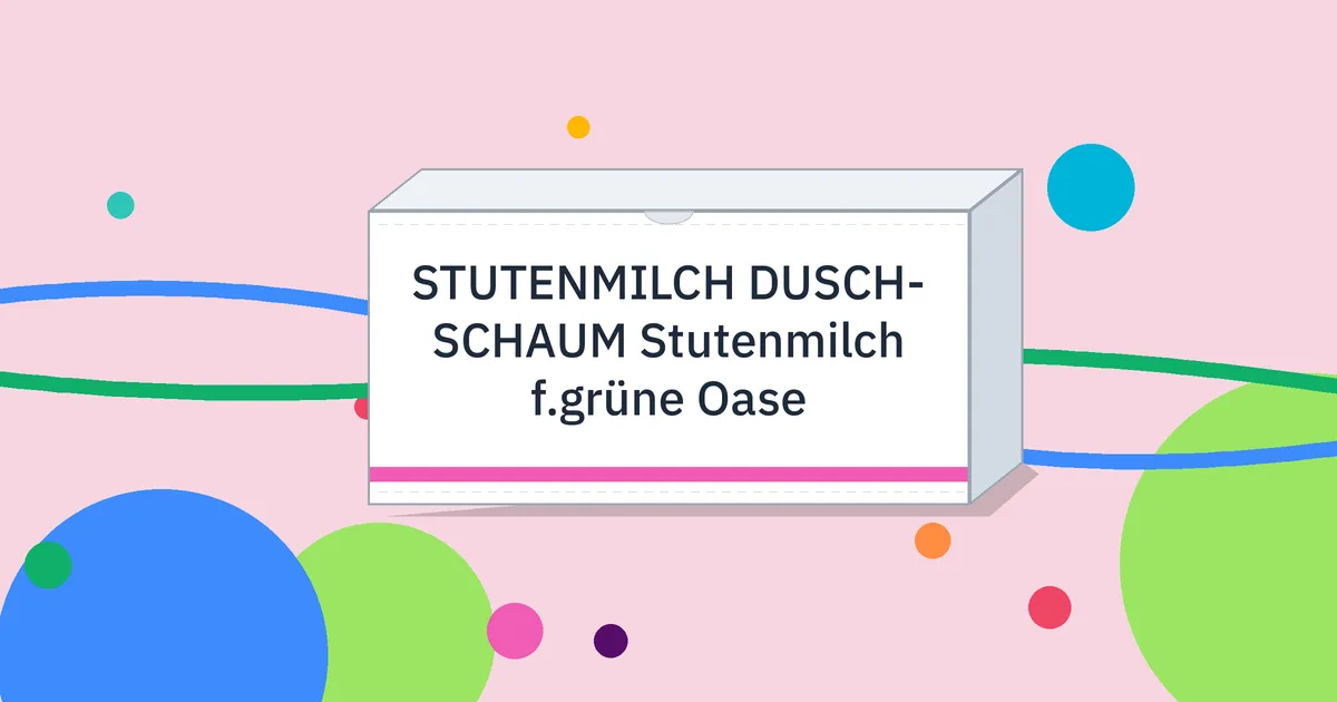 Symbolbild: Packung mit der Aufschrift STUTENMILCH DUSCH-SCHAUM Stutenmilch f.grüne Oase (PZN 11025954) – Verfügbarkeit und Bezug in Apotheken in Frankfurt am Main