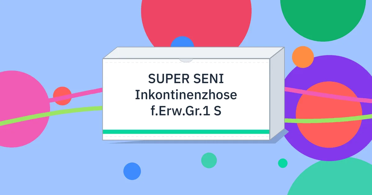 Symbolbild: Packung mit der Aufschrift SUPER SENI Inkontinenzhose f.Erw.Gr.1 S (PZN 12664478) – Verfügbarkeit und Bezug in Apotheken in Frankfurt am Main