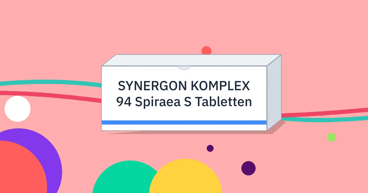 Symbolbild: Packung mit der Aufschrift SYNERGON KOMPLEX 94 Spiraea S Tabletten (PZN 18387413) – Verfügbarkeit und Bezug in Apotheken in Frankfurt am Main