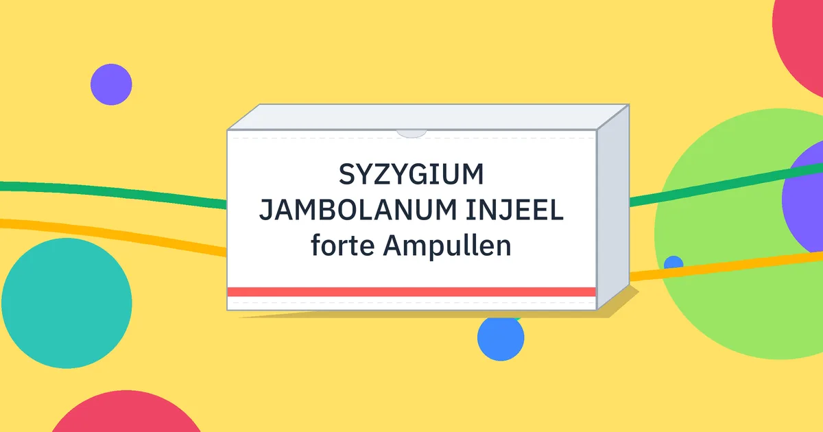 Symbolbild: Packung mit der Aufschrift SYZYGIUM JAMBOLANUM INJEEL forte Ampullen (PZN 01000462) – Verfügbarkeit und Bezug in Apotheken in Frankfurt am Main