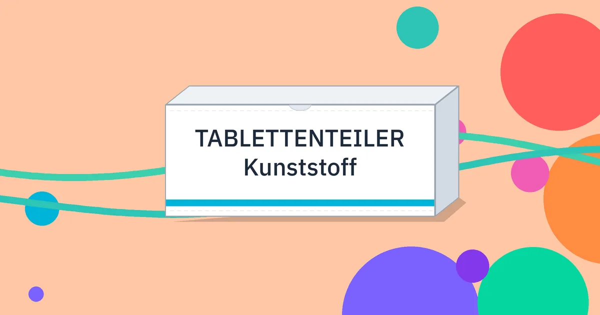 Symbolbild: Packung mit der Aufschrift TABLETTENTEILER Kunststoff (PZN 10915953) – Verfügbarkeit und Bezug in Apotheken in Frankfurt am Main