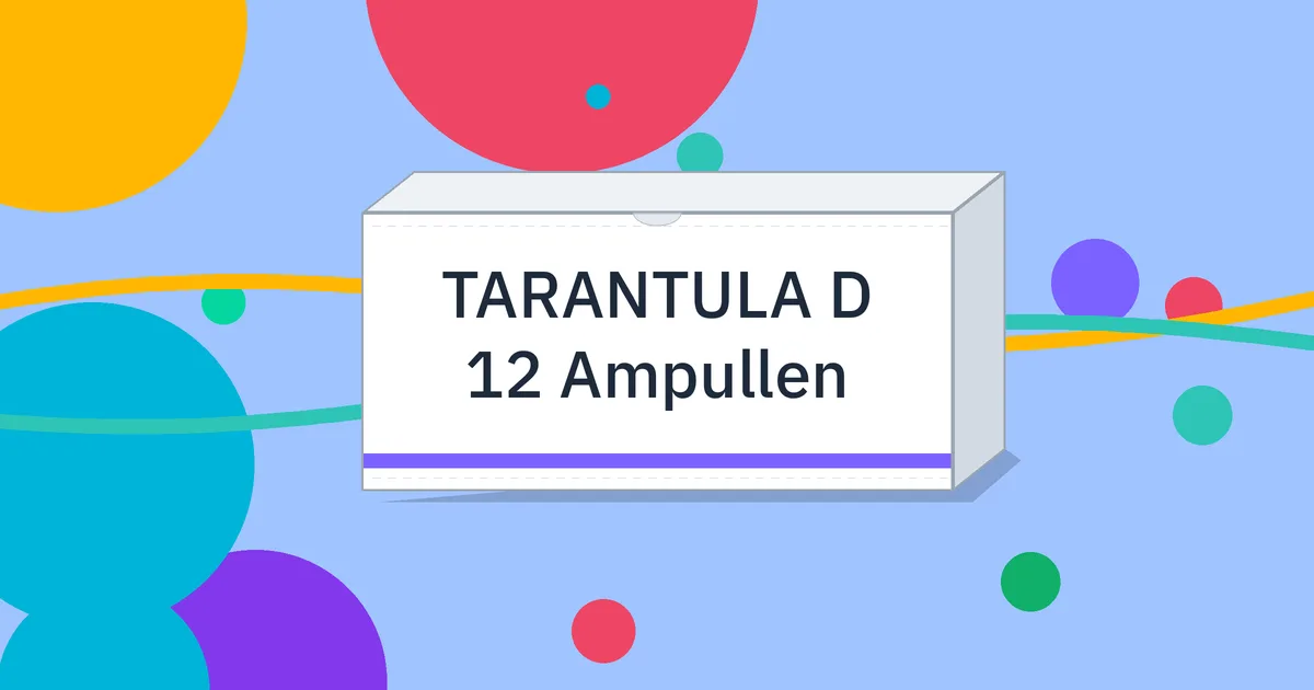 Symbolbild: Packung mit der Aufschrift TARANTULA D 12 Ampullen (PZN 11708618) – Verfügbarkeit und Bezug in Apotheken in Frankfurt am Main