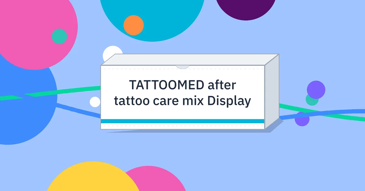 Symbolbild: Packung mit der Aufschrift TATTOOMED after tattoo care mix Display (PZN 19290207) – Verfügbarkeit und Bezug in Apotheken in Frankfurt am Main