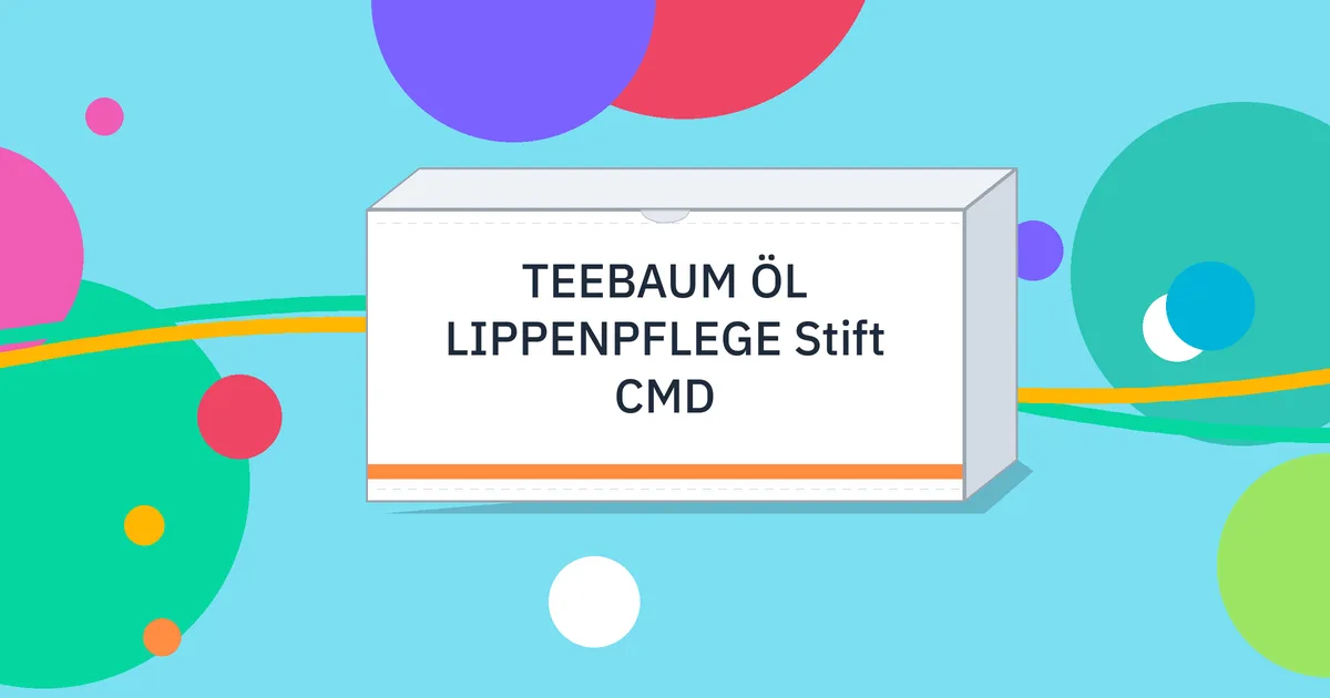 Symbolbild: Packung mit der Aufschrift TEEBAUM ÖL LIPPENPFLEGE Stift CMD (PZN 06947769) – Verfügbarkeit und Bezug in Apotheken in Frankfurt am Main