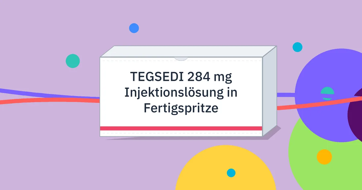 Symbolbild: Packung mit der Aufschrift TEGSEDI 284 mg Injektionslösung in Fertigspritze (PZN 14318289) – Verfügbarkeit und Bezug in Apotheken in Frankfurt am Main