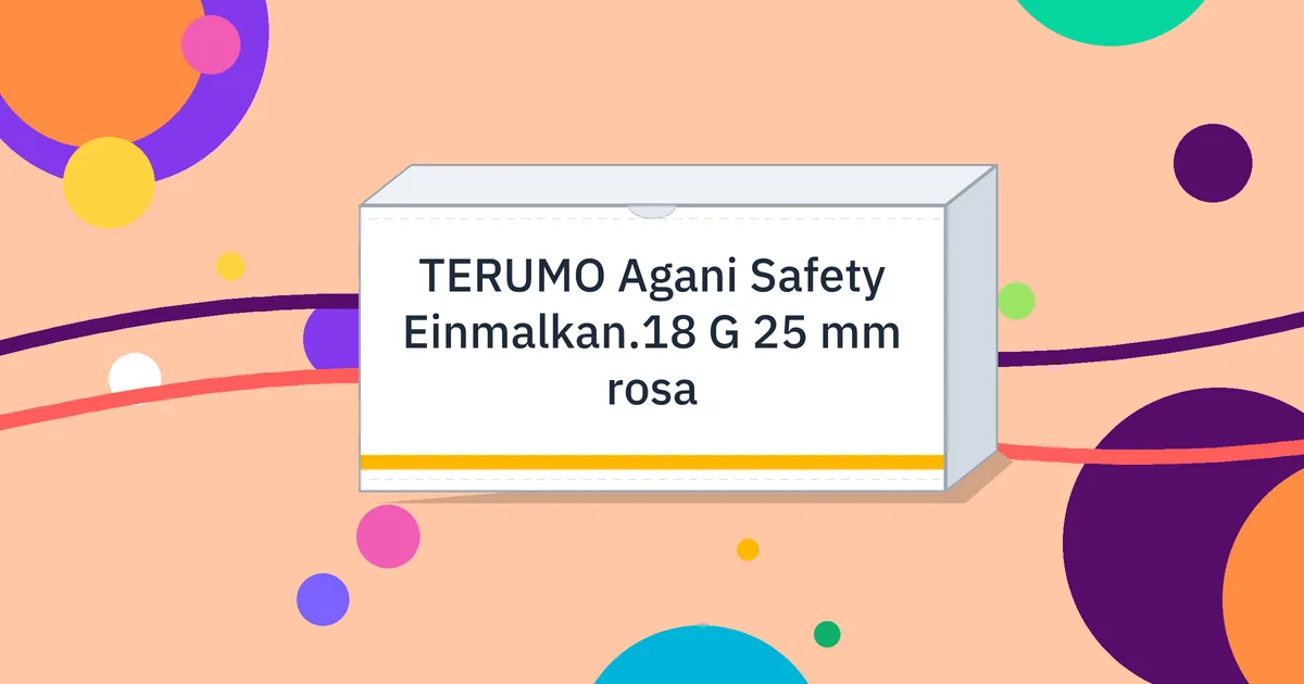 Symbolbild: Packung mit der Aufschrift TERUMO Agani Safety Einmalkan.18 G 25 mm rosa (PZN 18201785) – Verfügbarkeit und Bezug in Apotheken in Frankfurt am Main
