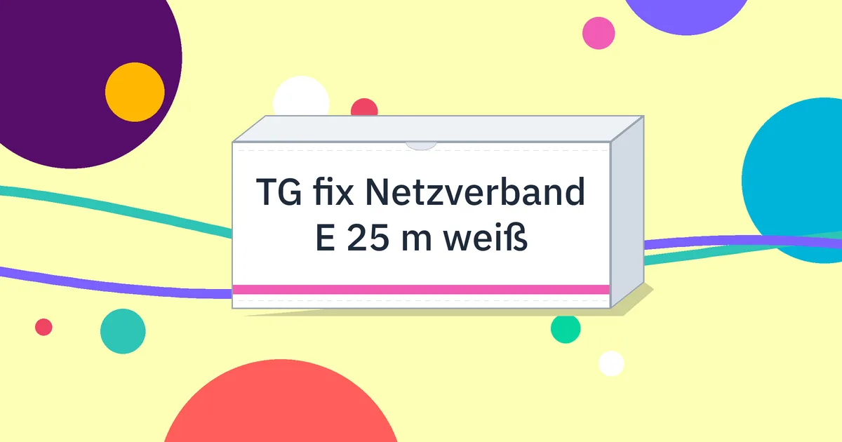 Symbolbild: Packung mit der Aufschrift TG fix Netzverband E 25 m weiß (PZN 15430947) – Verfügbarkeit und Bezug in Apotheken in Frankfurt am Main