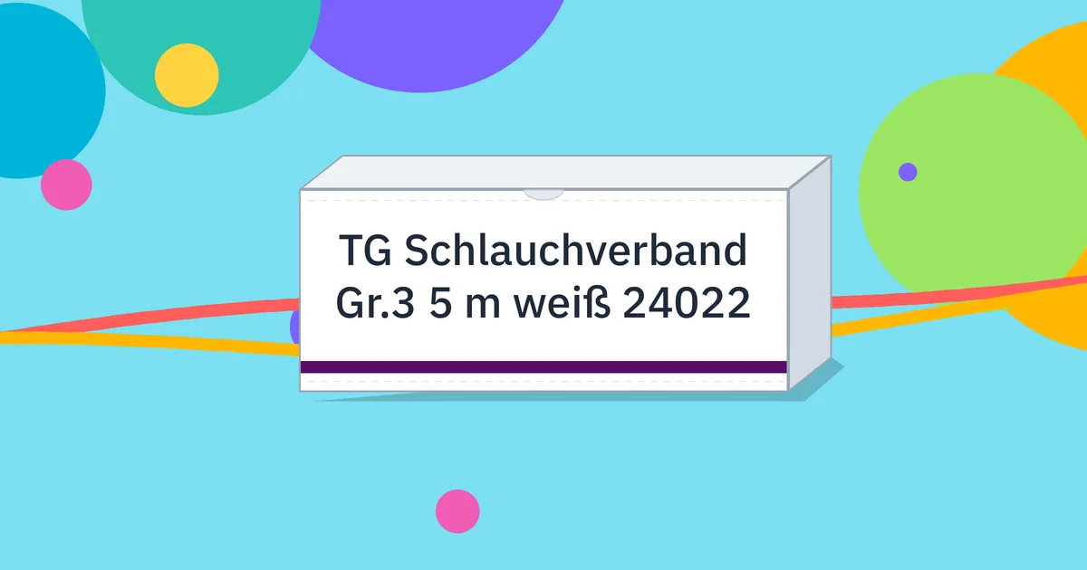 Symbolbild: Packung mit der Aufschrift TG Schlauchverband Gr.3 5 m weiß 24022 (PZN 05893735) – Verfügbarkeit und Bezug in Apotheken in Frankfurt am Main