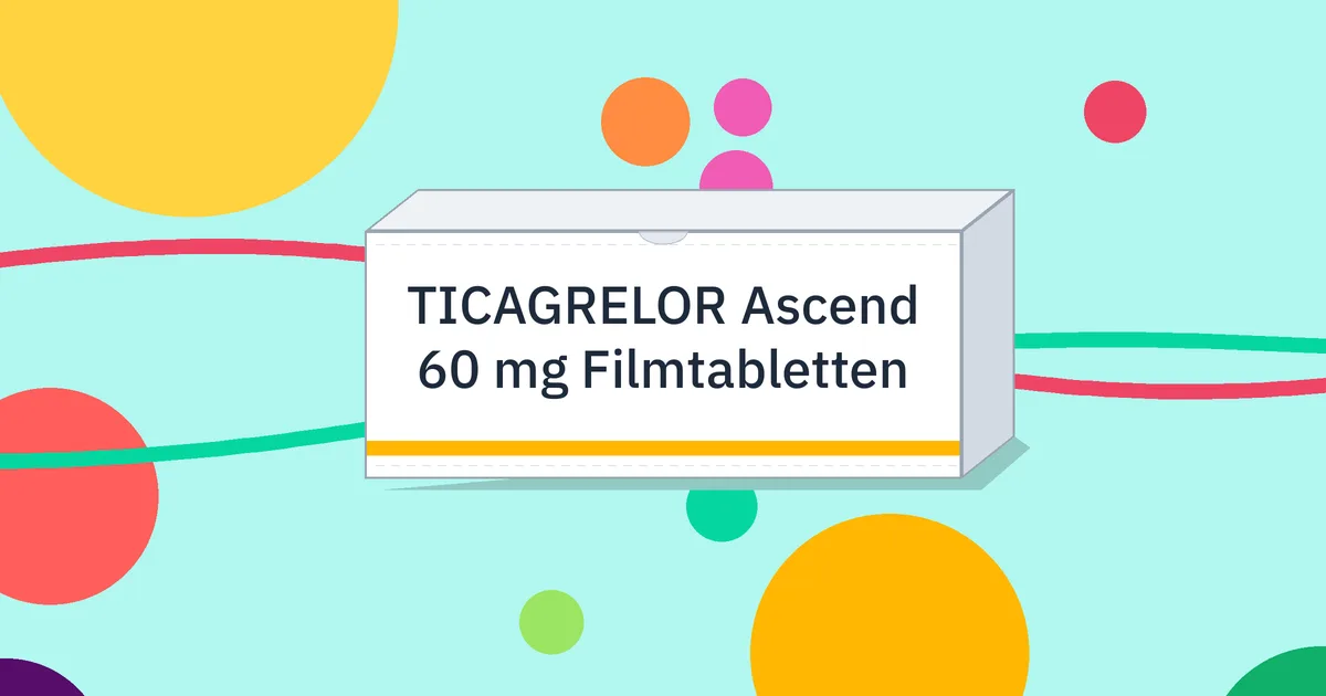 Symbolbild: Packung mit der Aufschrift TICAGRELOR Ascend 60 mg Filmtabletten (PZN 20322036) – Verfügbarkeit und Bezug in Apotheken in Frankfurt am Main