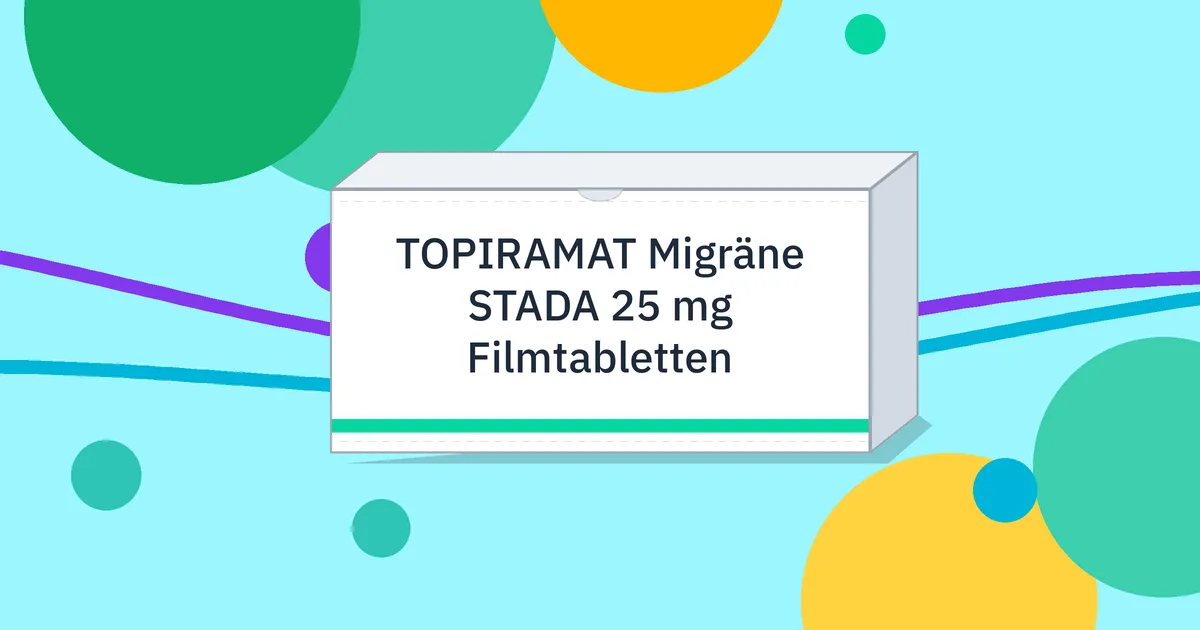 Symbolbild: Packung mit der Aufschrift TOPIRAMAT Migräne STADA 25 mg Filmtabletten (PZN 09195488) – Verfügbarkeit und Bezug in Apotheken in Frankfurt am Main