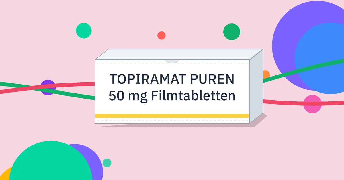 Symbolbild: Packung mit der Aufschrift TOPIRAMAT PUREN 50 mg Filmtabletten (PZN 13821253) – Verfügbarkeit und Bezug in Apotheken in Frankfurt am Main
