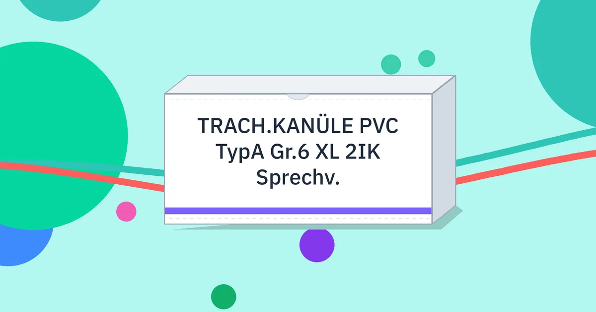 Symbolbild: Packung mit der Aufschrift TRACH.KANÜLE PVC TypA Gr.6 XL 2IK Sprechv. (PZN 06998910) – Verfügbarkeit und Bezug in Apotheken in Frankfurt am Main
