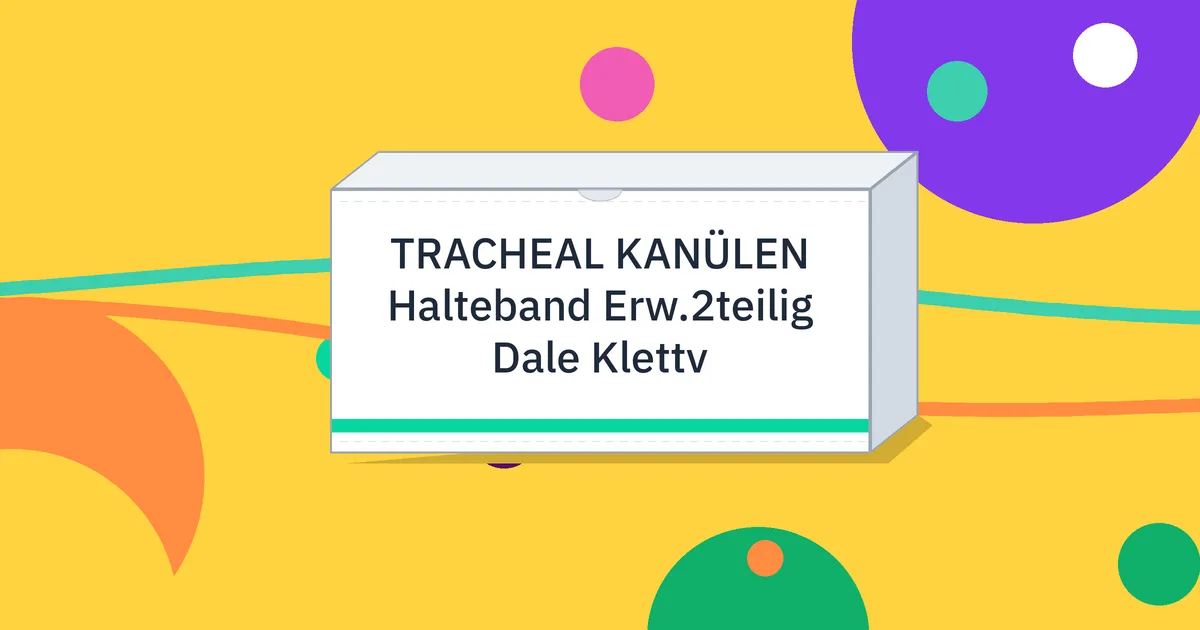 Symbolbild: Packung mit der Aufschrift TRACHEAL KANÜLEN Halteband Erw.2teilig Dale Klettv (PZN 16585617) – Verfügbarkeit und Bezug in Apotheken in Frankfurt am Main