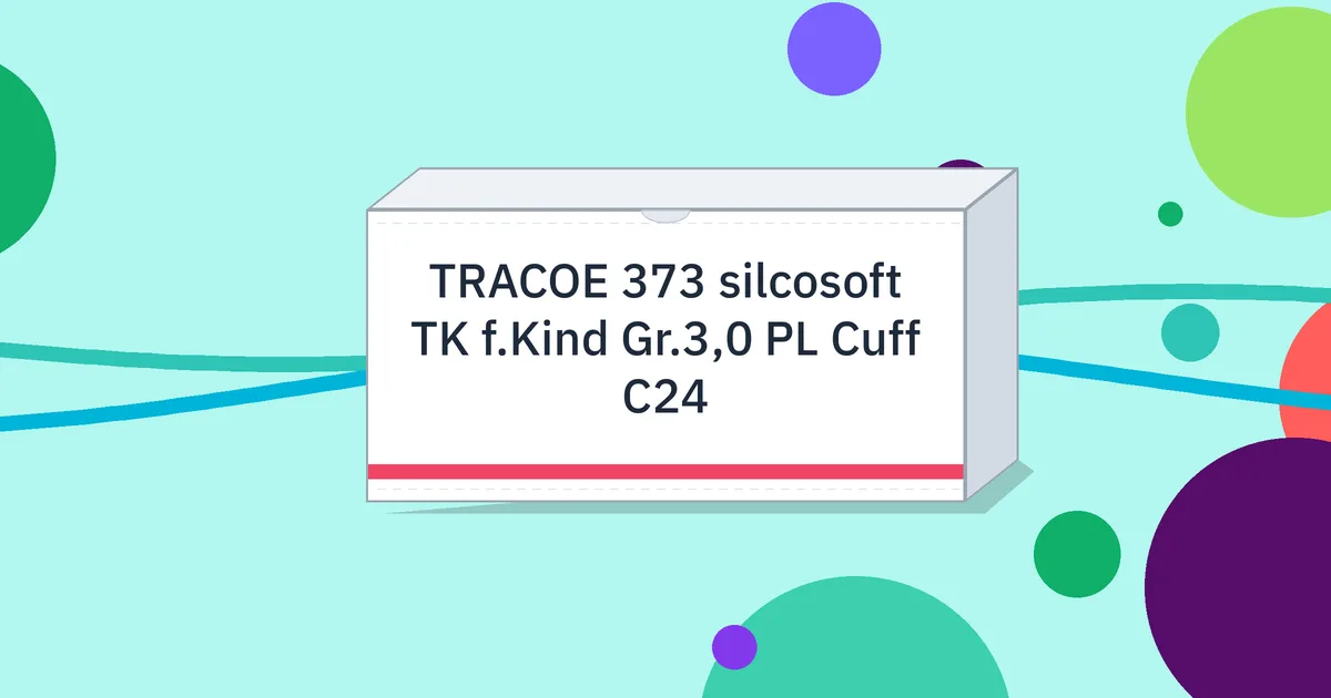 Symbolbild: Packung mit der Aufschrift TRACOE 373 silcosoft TK f.Kind Gr.3,0 PL Cuff C24 (PZN 14316824) – Verfügbarkeit und Bezug in Apotheken in Frankfurt am Main