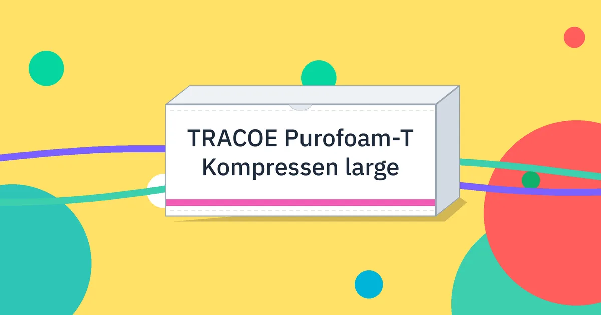 Symbolbild: Packung mit der Aufschrift TRACOE Purofoam-T Kompressen large (PZN 20186225) – Verfügbarkeit und Bezug in Apotheken in Frankfurt am Main