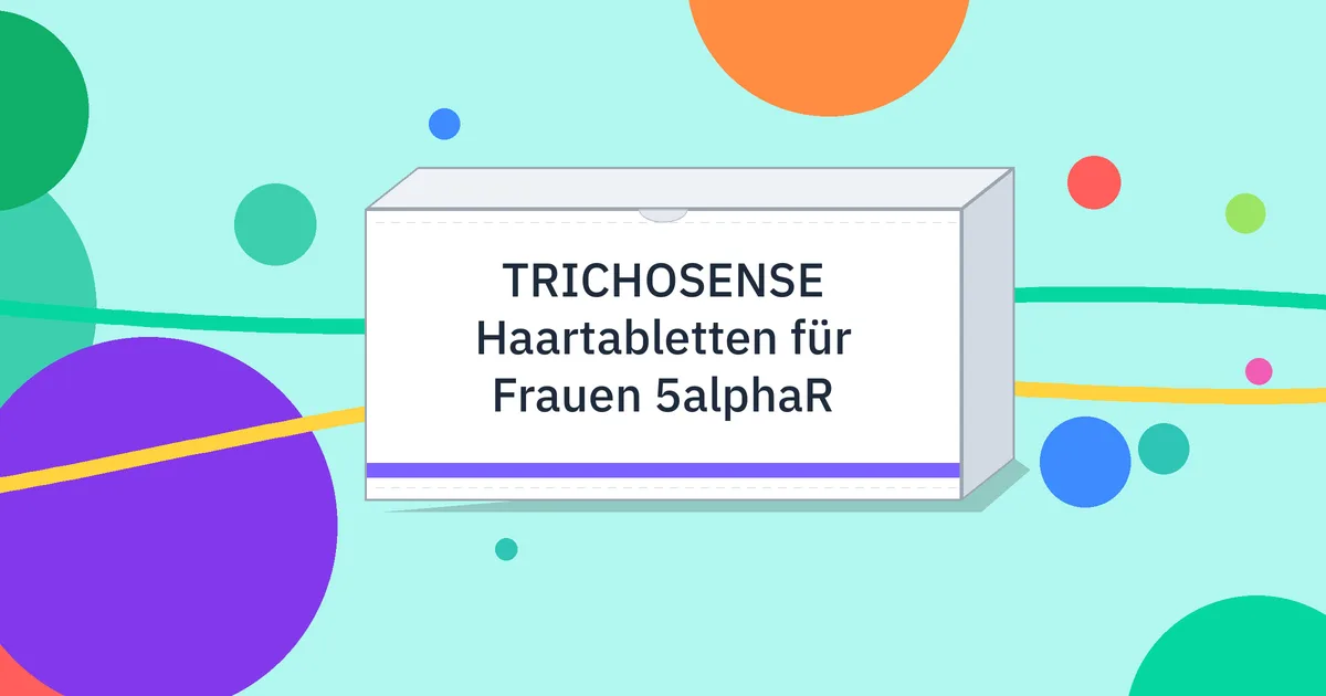 Symbolbild: Packung mit der Aufschrift TRICHOSENSE Haartabletten für Frauen 5alphaR (PZN 19101933) – Verfügbarkeit und Bezug in Apotheken in Frankfurt am Main