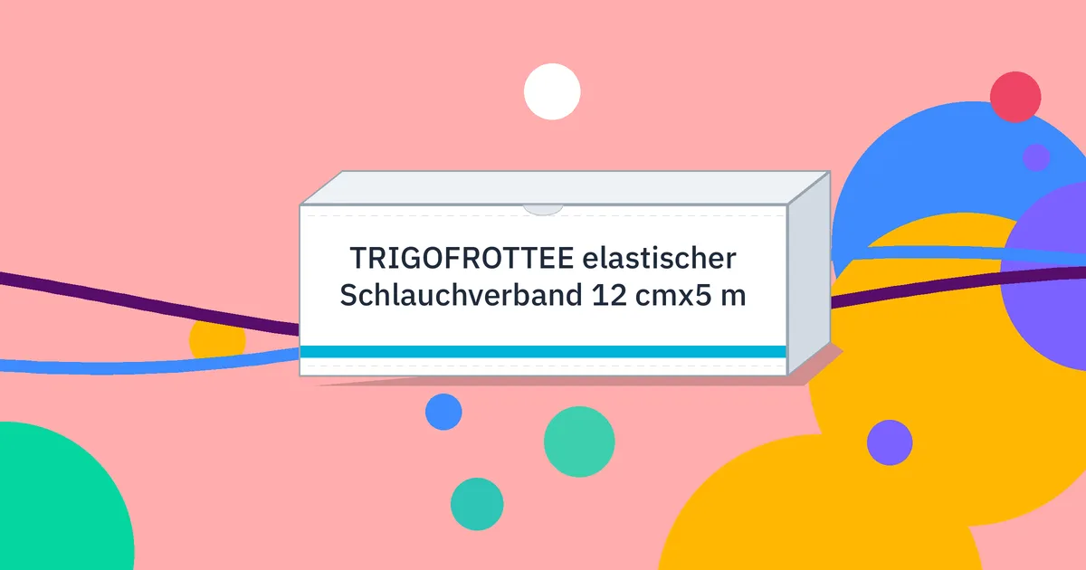 Symbolbild: Packung mit der Aufschrift TRIGOFROTTEE elastischer Schlauchverband 12 cmx5 m (PZN 20911442) – Verfügbarkeit und Bezug in Apotheken in Frankfurt am Main