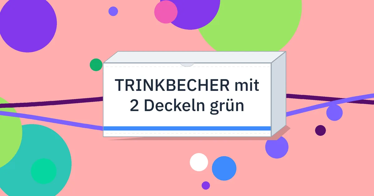 Symbolbild: Packung mit der Aufschrift TRINKBECHER mit 2 Deckeln grün (PZN 00906284) – Verfügbarkeit und Bezug in Apotheken in Frankfurt am Main