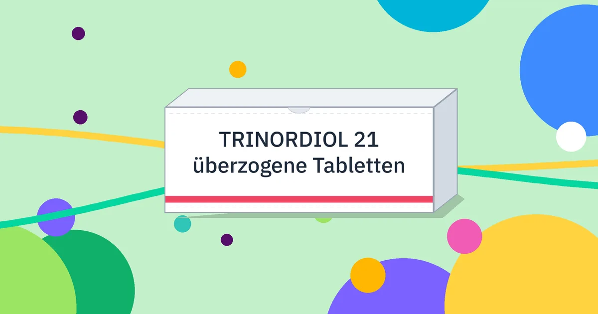 Symbolbild: Packung mit der Aufschrift TRINORDIOL 21 überzogene Tabletten (PZN 04965510) – Verfügbarkeit und Bezug in Apotheken in Frankfurt am Main
