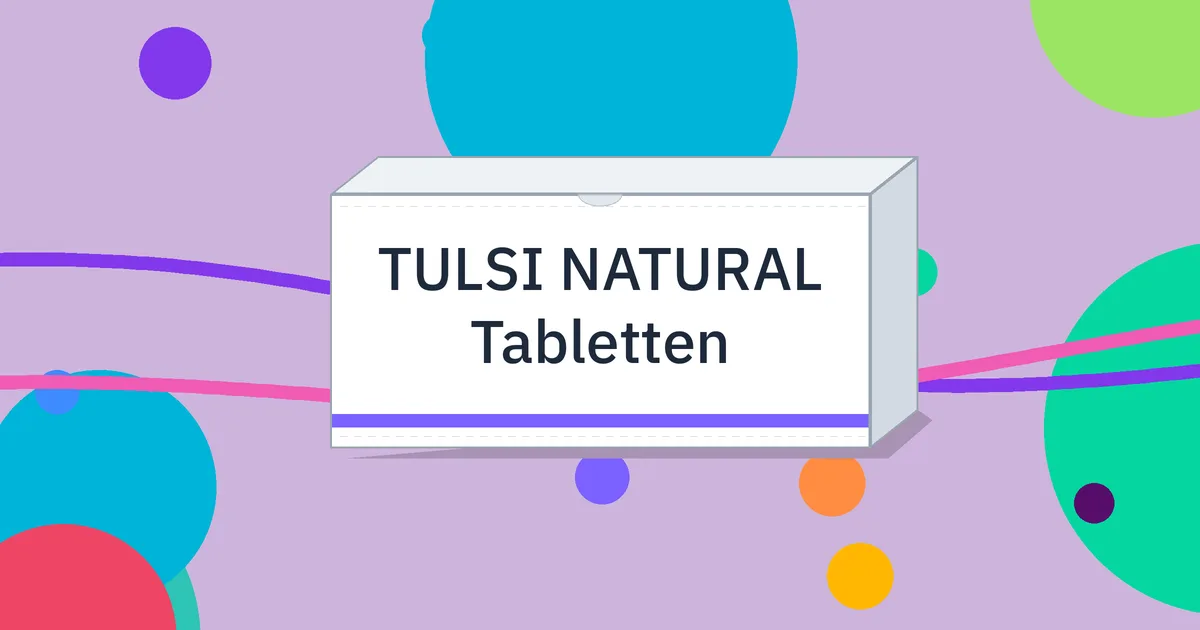 Symbolbild: Packung mit der Aufschrift TULSI NATURAL Tabletten (PZN 19152540) – Verfügbarkeit und Bezug in Apotheken in Frankfurt am Main