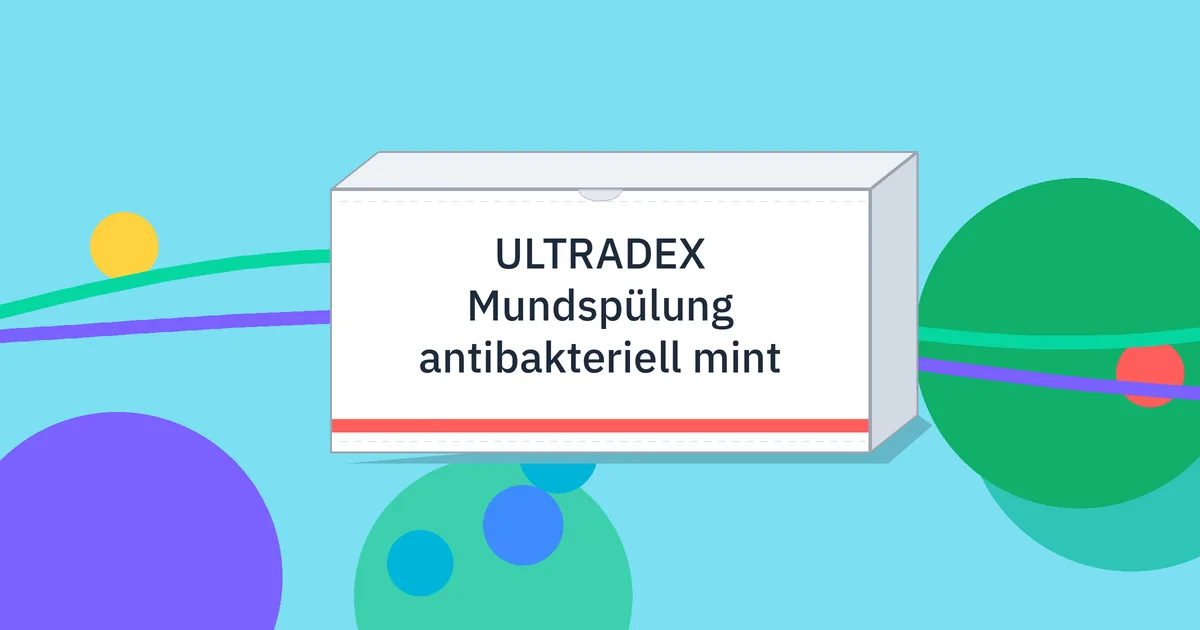 Symbolbild: Packung mit der Aufschrift ULTRADEX Mundspülung antibakteriell mint (PZN 00468714) – Verfügbarkeit und Bezug in Apotheken in Frankfurt am Main