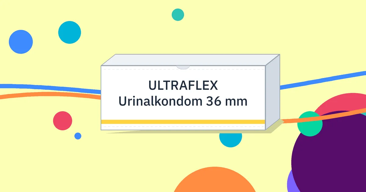 Symbolbild: Packung mit der Aufschrift ULTRAFLEX Urinalkondom 36 mm (PZN 07532639) – Verfügbarkeit und Bezug in Apotheken in Frankfurt am Main