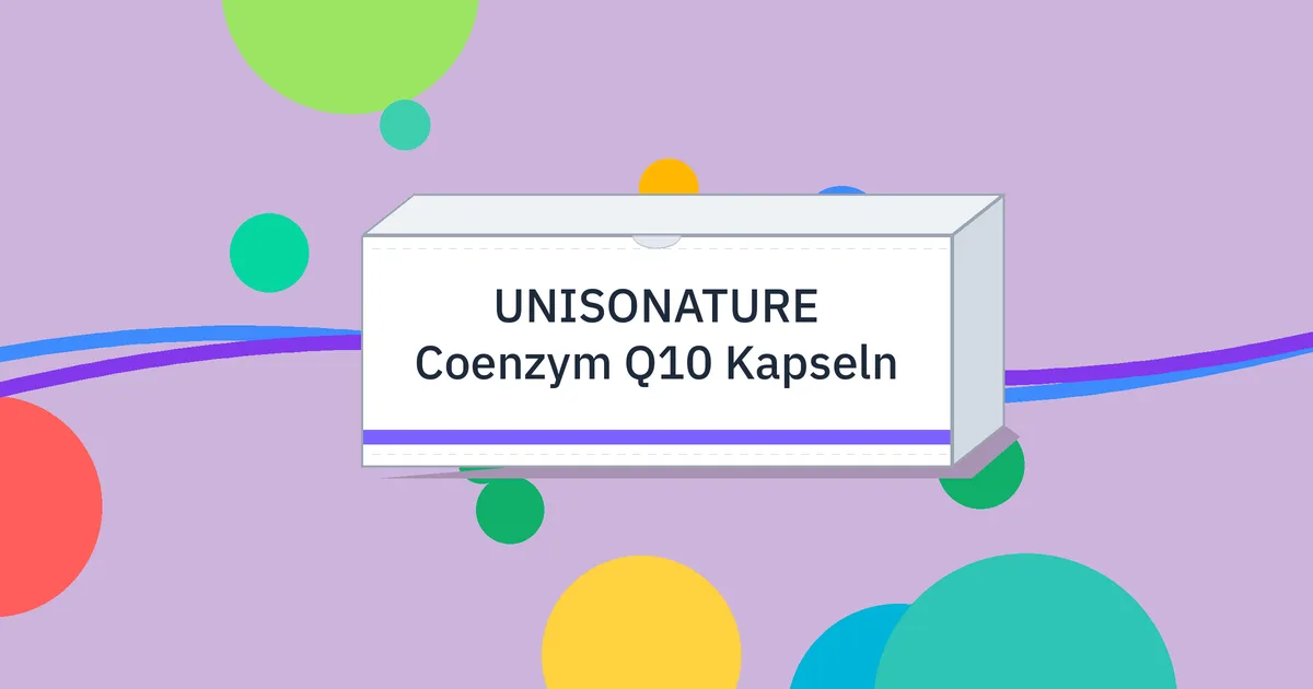 Symbolbild: Packung mit der Aufschrift UNISONATURE Coenzym Q10 Kapseln (PZN 19505748) – Verfügbarkeit und Bezug in Apotheken in Frankfurt am Main