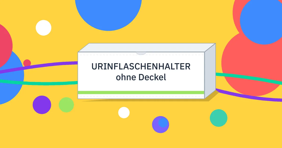Symbolbild: Packung mit der Aufschrift URINFLASCHENHALTER ohne Deckel (PZN 00995690) – Verfügbarkeit und Bezug in Apotheken in Frankfurt am Main