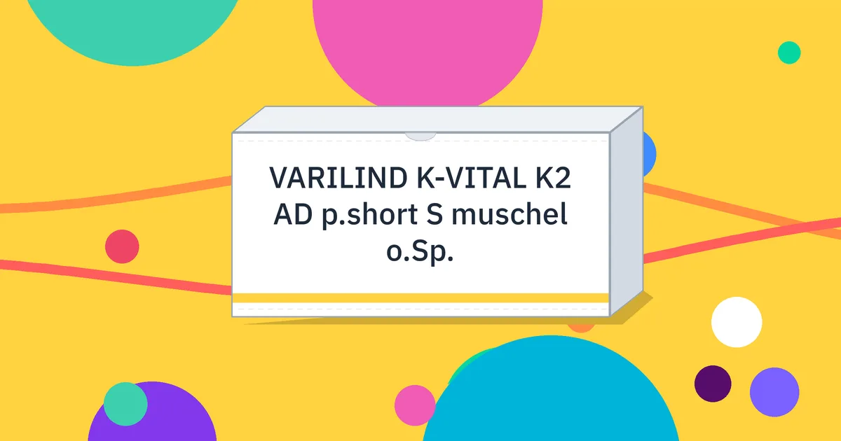 Symbolbild: Packung mit der Aufschrift VARILIND K-VITAL K2 AD p.short S muschel o.Sp. (PZN 20568814) – Verfügbarkeit und Bezug in Apotheken in Frankfurt am Main