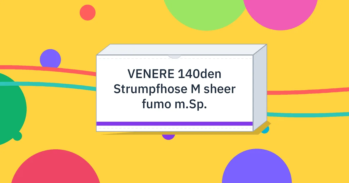 Symbolbild: Packung mit der Aufschrift VENERE 140den Strumpfhose M sheer fumo m.Sp. (PZN 16171212) – Verfügbarkeit und Bezug in Apotheken in Frankfurt am Main