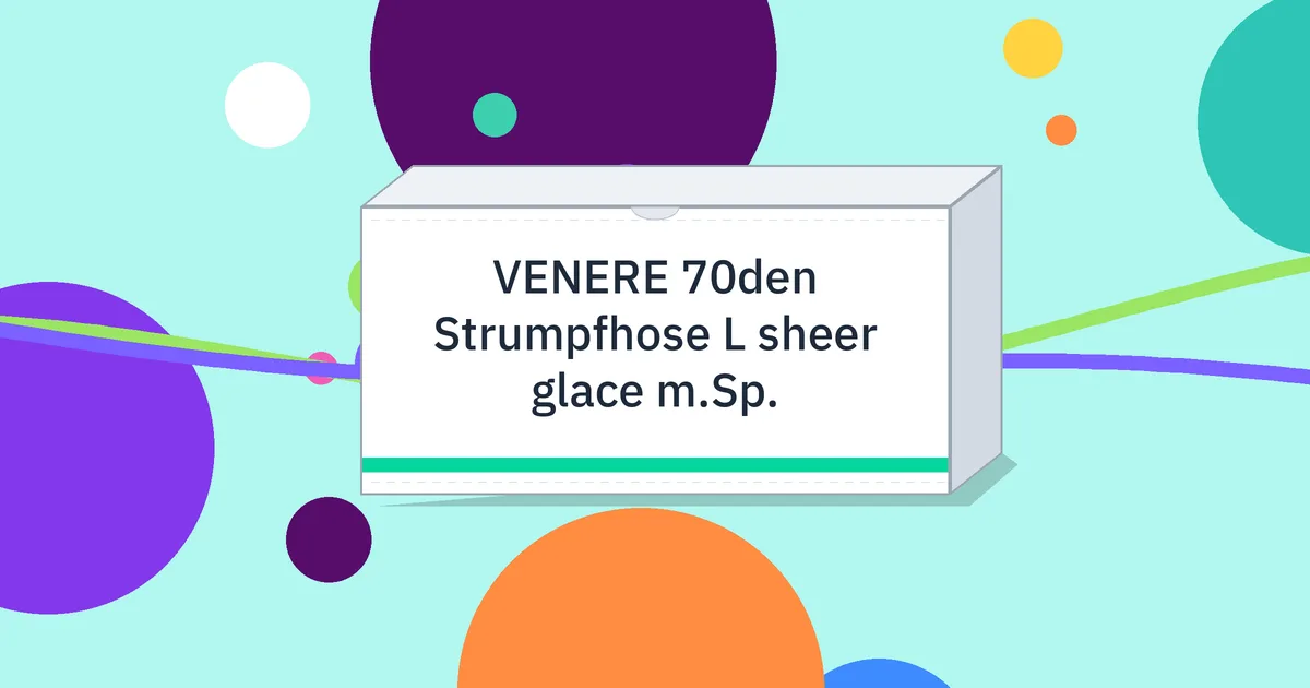Symbolbild: Packung mit der Aufschrift VENERE 70den Strumpfhose L sheer glace m.Sp. (PZN 16173369) – Verfügbarkeit und Bezug in Apotheken in Frankfurt am Main