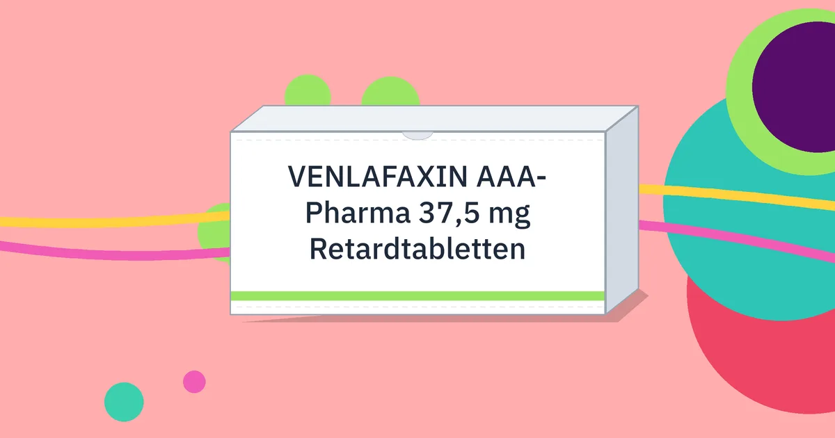 Symbolbild: Packung mit der Aufschrift VENLAFAXIN AAA-Pharma 37,5 mg Retardtabletten (PZN 18300300) – Verfügbarkeit und Bezug in Apotheken in Frankfurt am Main