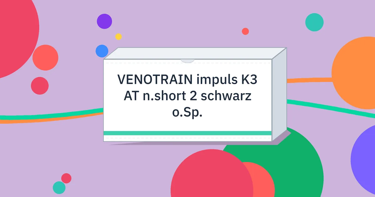 Symbolbild: Packung mit der Aufschrift VENOTRAIN impuls K3 AT n.short 2 schwarz o.Sp. (PZN 19356403) – Verfügbarkeit und Bezug in Apotheken in Frankfurt am Main